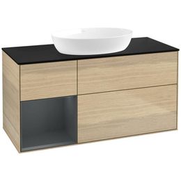 Villeroy & Boch Villeroy und Boch Finion Waschtischunterschrank FA62HGPC 120cm, Abdeckplatte black matt, Regale Midnight matt lacquer, Oak Veneer