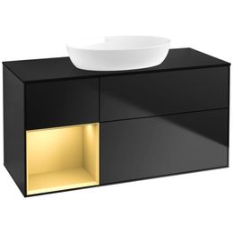 Villeroy & Boch Villeroy und Boch Finion Waschtischunterschrank FA62HFPD 120cm, Abdeckplatte black matt, Regale Gold matt lacquer, Black matt lacquer