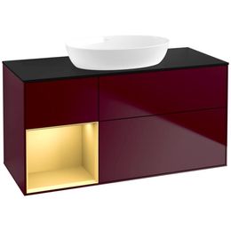 Villeroy & Boch Villeroy und Boch Finion Waschtischunterschrank FA62HFHB 120cm, Abdeckplatte black matt, Regale Gold matt lacquer, Peony Matt