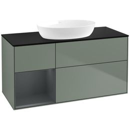 Villeroy & Boch Villeroy und Boch Finion Waschtischunterschrank FA62HGGM 120cm, Abdeckplatte black matt, Regale Midnight matt lacquer, Olive Matt Lacquer