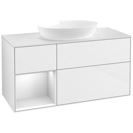 Villeroy & Boch Villeroy und Boch Finion Waschtischunterschrank FA61MTGF 120cm, Abdeckplatte white matt, Regale White matt lacquer, Glossy white lacquer