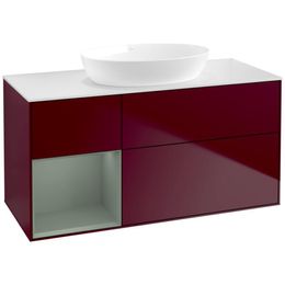 Villeroy & Boch Villeroy und Boch Finion Waschtischunterschrank FA61GMHB 120cm, Abdeckplatte white matt, Regale Olive matt lacquer, Peony Matt