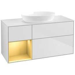 Villeroy & Boch Villeroy und Boch Finion Waschtischunterschrank FA61HFMT 120cm, Abdeckplatte white matt, Regale Gold matt lacquer, White matt lacquer