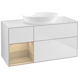 Villeroy & Boch Villeroy und Boch Finion Waschtischunterschrank FA61PCMT 120cm, Abdeckplatte white matt, Regale Oak Veneer, White matt lacquer