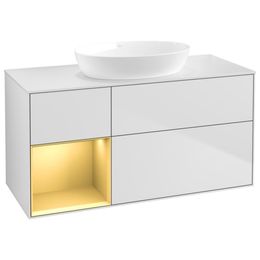 Villeroy & Boch Villeroy und Boch Finion Waschtischunterschrank GA61HFMT 120cm, Abdeckplatte white matt, Emotion, Regale Gold matt lacquer, White matt lacquer