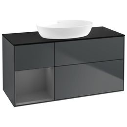 Villeroy & Boch Villeroy und Boch Finion Waschtischunterschrank GA62GKHG 120cm, Abdeckplatte black matt, Emotion, Regale Anthracite matt lacquer, Midnight Blue Matt Lacquer