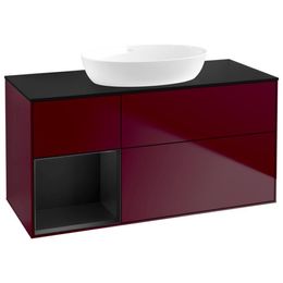 Villeroy & Boch Villeroy und Boch Finion Waschtischunterschrank GA62PDHB 120cm, Abdeckplatte black matt, Emotion, Regale Black matt lacquer, Peony Matt