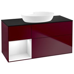 Villeroy & Boch Villeroy und Boch Finion Waschtischunterschrank GA62GFHB 120cm, Abdeckplatte black matt, Emotion, Regale Glossy white lacquer, Peony Matt