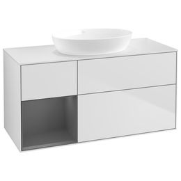 Villeroy & Boch Villeroy und Boch Finion Waschtischunterschrank GA61GKMT 120cm, Abdeckplatte white matt, Emotion, Regale Anthracite matt lacquer, White matt lacquer