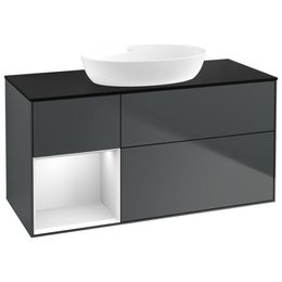 Villeroy & Boch Villeroy und Boch Finion Waschtischunterschrank GA62MTHG 120cm, Abdeckplatte black matt, Emotion, Regale White matt lacquer, Midnight Blue Matt Lacquer