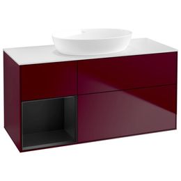 Villeroy & Boch Villeroy und Boch Finion Waschtischunterschrank GA61PDHB 120cm, Abdeckplatte white matt, Emotion, Regale Black matt lacquer, Peony Matt