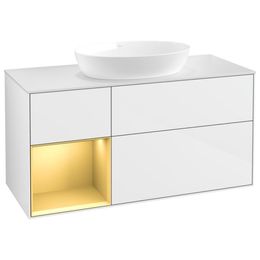 Villeroy & Boch Villeroy und Boch Finion Waschtischunterschrank GA61HFGF 120cm, Abdeckplatte white matt, Emotion, Regale Gold matt lacquer, Glossy white lacquer