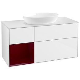 Villeroy & Boch Villeroy und Boch Finion Waschtischunterschrank GA61HBGF 120cm, Abdeckplatte white matt, Emotion, Regale Peony matt lacquer, Glossy white lacquer