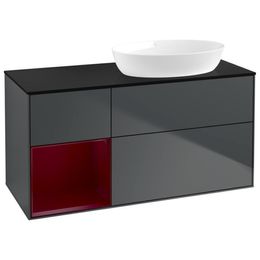 Villeroy & Boch Villeroy und Boch Finion Waschtischunterschrank GA42HBHG 120cm, Abdeckplatte black matt, Emotion, Regale Peony matt lacquer, Midnight Blue Matt Lacquer