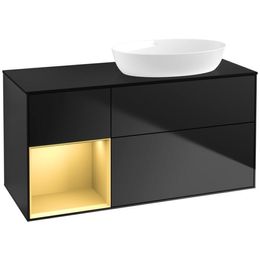 Villeroy & Boch Villeroy und Boch Finion Waschtischunterschrank FA42HFPD 120cm, Abdeckplatte black matt, Regale Gold matt lacquer, Black matt lacquer