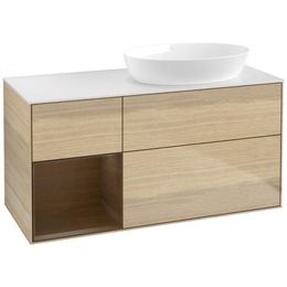 Villeroy & Boch Villeroy und Boch Finion Waschtischunterschrank FA41GNPC 120cm, Abdeckplatte white matt, Regale Walnut Veneer, Oak Veneer