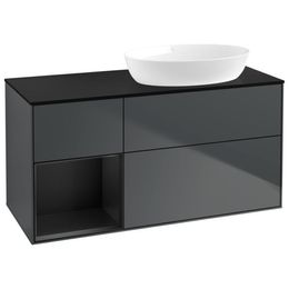 Villeroy & Boch Villeroy und Boch Finion Waschtischunterschrank GA42PDHG 120cm, Abdeckplatte black matt, Emotion, Regale Black matt lacquer, Midnight Blue Matt Lacquer