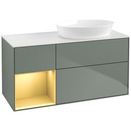 Villeroy & Boch Villeroy und Boch Finion Waschtischunterschrank FA41HFGM 120cm, Abdeckplatte white matt, Regale Gold matt lacquer, Olive Matt Lacquer
