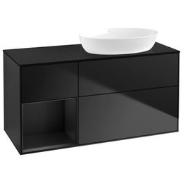 Villeroy & Boch Villeroy und Boch Finion Waschtischunterschrank GA42PDPD 120cm, Abdeckplatte black matt, Emotion, Regale Black matt lacquer, Black matt lacquer