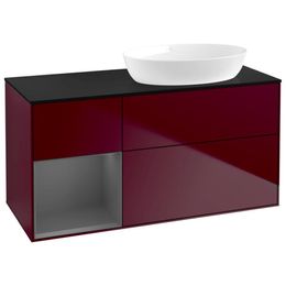Villeroy & Boch Villeroy und Boch Finion Waschtischunterschrank GA42GKHB 120cm, Abdeckplatte black matt, Emotion, Regale Anthracite matt lacquer, Peony Matt