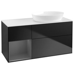 Villeroy & Boch Villeroy und Boch Finion Waschtischunterschrank GA41GKPD 120cm, Abdeckplatte white matt, Emotion, Regale Anthracite matt lacquer, Black matt lacquer