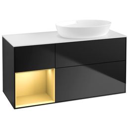 Villeroy & Boch Villeroy und Boch Finion Waschtischunterschrank GA41HFPD 120cm, Abdeckplatte white matt, Emotion, Regale Gold matt lacquer, Black matt lacquer