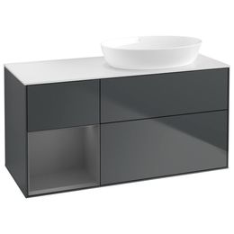 Villeroy & Boch Villeroy und Boch Finion Waschtischunterschrank GA41GKHG 120cm, Abdeckplatte white matt, Emotion, Regale Anthracite matt lacquer, Midnight Blue Matt Lacquer