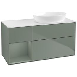 Villeroy & Boch Villeroy und Boch Finion Waschtischunterschrank GA41GMGM 120cm, Abdeckplatte white matt, Emotion, Regale Olive matt lacquer, Olive Matt Lacquer