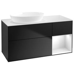 Villeroy & Boch Villeroy und Boch Finion Waschtischunterschrank GA51GFPD 120cm, Abdeckplatte white matt, Emotion, Regale Glossy white lacquer, Black matt lacquer