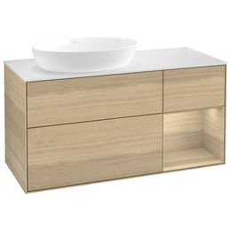 Villeroy & Boch Villeroy und Boch Finion Waschtischunterschrank GA51PCPC 120cm, Abdeckplatte white matt, Emotion, Regale Oak Veneer, Oak Veneer