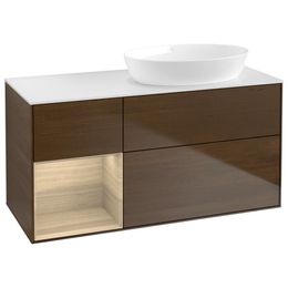 Villeroy & Boch Villeroy und Boch Finion Waschtischunterschrank GA41PCGN 120cm, Abdeckplatte white matt, Emotion, Regale Oak Veneer, Walnut veneer