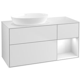 Villeroy & Boch Villeroy und Boch Finion Waschtischunterschrank GA51GFMT 120cm, Abdeckplatte white matt, Emotion, Regale Glossy white lacquer, White matt lacquer