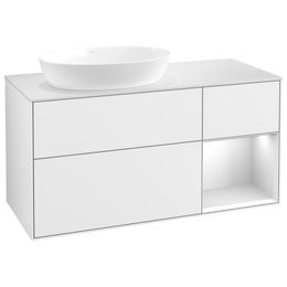 Villeroy & Boch Villeroy und Boch Finion Waschtischunterschrank GA51MTGF 120cm, Abdeckplatte white matt, Emotion, Regale White matt lacquer, Glossy white lacquer
