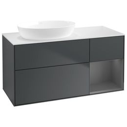 Villeroy & Boch Villeroy und Boch Finion Waschtischunterschrank GA51GKHG 120cm, Abdeckplatte white matt, Emotion, Regale Anthracite matt lacquer, Midnight Blue Matt Lacquer