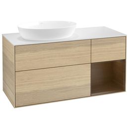 Villeroy & Boch Villeroy und Boch Finion Waschtischunterschrank GA51GNPC 120cm, Abdeckplatte white matt, Emotion, Regale Walnut Veneer, Oak Veneer