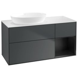 Villeroy & Boch Villeroy und Boch Finion Waschtischunterschrank GA51PDHG 120cm, Abdeckplatte white matt, Emotion, Regale Black matt lacquer, Midnight Blue Matt Lacquer