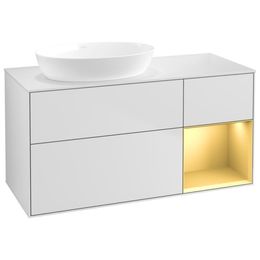 Villeroy & Boch Villeroy und Boch Finion Waschtischunterschrank GA51HFMT 120cm, Abdeckplatte white matt, Emotion, Regale Gold matt lacquer, White matt lacquer