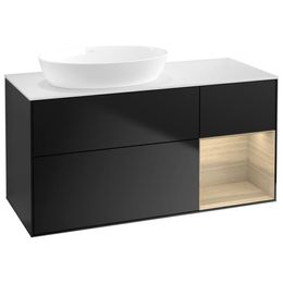 Villeroy & Boch Villeroy und Boch Finion Waschtischunterschrank GA51PCPD 120cm, Abdeckplatte white matt, Emotion, Regale Oak Veneer, Black matt lacquer