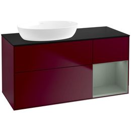 Villeroy & Boch Villeroy und Boch Finion Waschtischunterschrank FA52GMHB 120cm, Abdeckplatte black matt, Regale Olive matt lacquer, Peony Matt