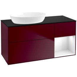 Villeroy & Boch Villeroy und Boch Finion Waschtischunterschrank FA52GFHB 120cm, Abdeckplatte black matt, Regale Glossy white lacquer, Peony Matt