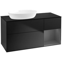 Villeroy & Boch Villeroy und Boch Finion Waschtischunterschrank FA52GKPD 120cm, Abdeckplatte black matt, Regale Anthracite matt lacquer, Black matt lacquer