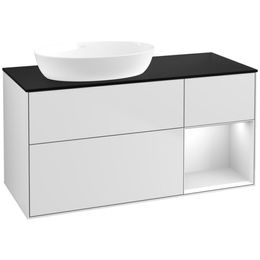 Villeroy & Boch Villeroy und Boch Finion Waschtischunterschrank FA52MTMT 120cm, Abdeckplatte black matt, Regale White matt lacquer, White matt lacquer