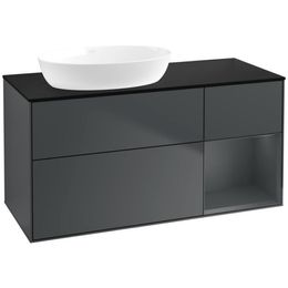 Villeroy & Boch Villeroy und Boch Finion Waschtischunterschrank FA52HGHG 120cm, Abdeckplatte black matt, Regale Midnight matt lacquer, Midnight Blue Matt Lacquer