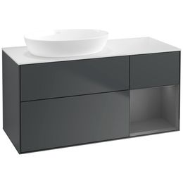 Villeroy & Boch Villeroy und Boch Finion Waschtischunterschrank FA51GKHG 120cm, Abdeckplatte white matt, Regale Anthracite matt lacquer, Midnight Blue Matt Lacquer