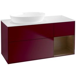 Villeroy & Boch Villeroy und Boch Finion Waschtischunterschrank FA51GNHB 120cm, Abdeckplatte white matt, Regale Walnut Veneer, Peony Matt