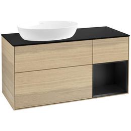 Villeroy & Boch Villeroy und Boch Finion Waschtischunterschrank FA52PDPC 120cm, Abdeckplatte black matt, Regale Black matt lacquer, Oak Veneer