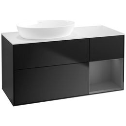 Villeroy & Boch Villeroy und Boch Finion Waschtischunterschrank FA51GKPD 120cm, Abdeckplatte white matt, Regale Anthracite matt lacquer, Black matt lacquer