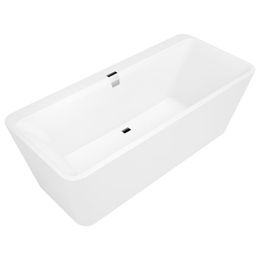 Villeroy & Boch Villeroy & Boch Squaro Edge 12 Rechteck-Badewanne Duo Q180SQE9W2BCV01 wei&szlig;, mit Ab-/&Uuml;berlauf, verchromt, 180x80cm, freistehend