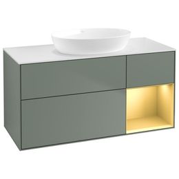 Villeroy & Boch Villeroy und Boch Finion Waschtischunterschrank GA71HFGM 120cm, Abdeckplatte white matt, Emotion, Regale Gold matt lacquer, Olive Matt Lacquer