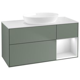 Villeroy & Boch Villeroy und Boch Finion Waschtischunterschrank GA71MTGM 120cm, Abdeckplatte white matt, Emotion, Regale White matt lacquer, Olive Matt Lacquer